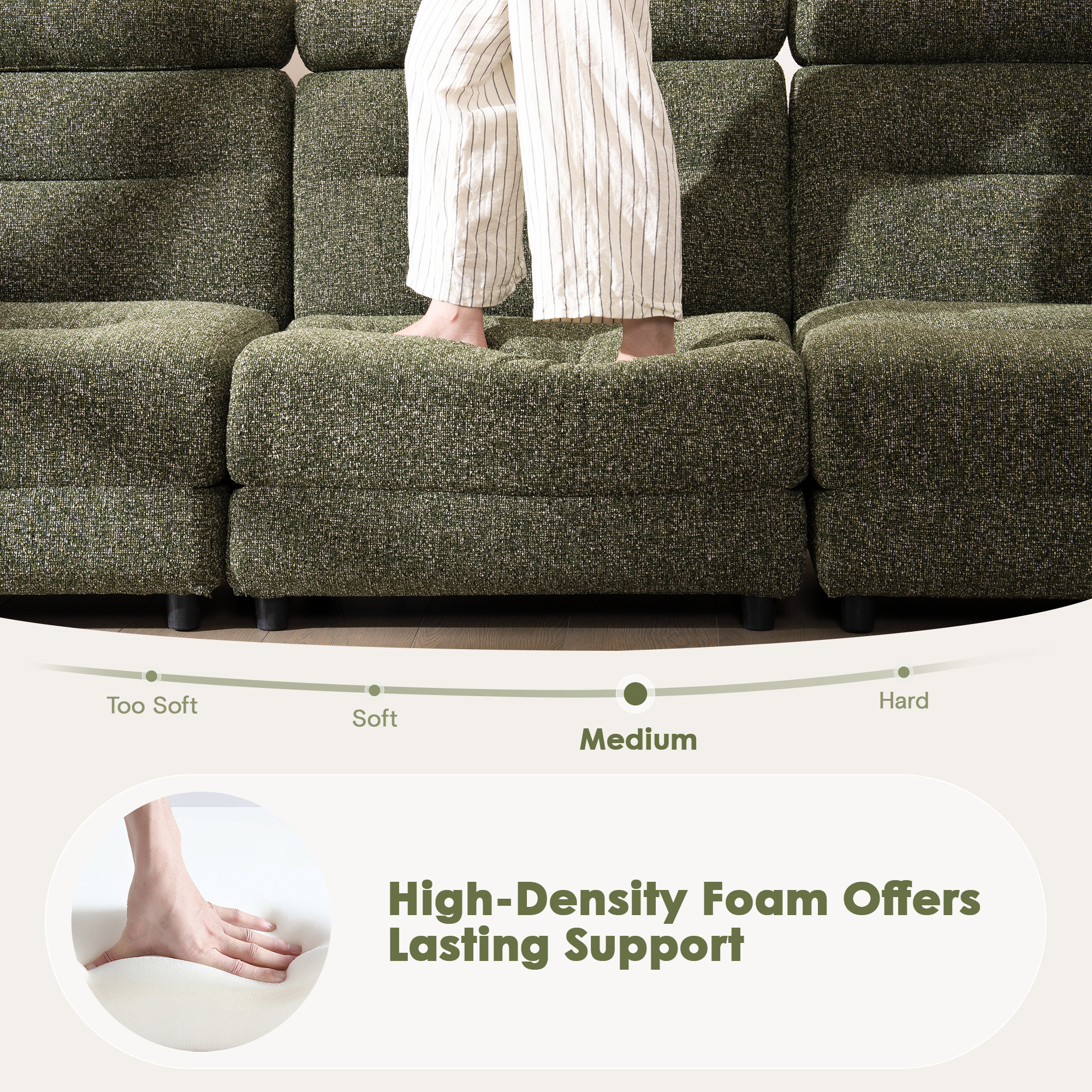 Ebern Designs 104" Modular 3 Seater Couch, Convertible Sofa Bed With Wheels, Portable Sleeper ...